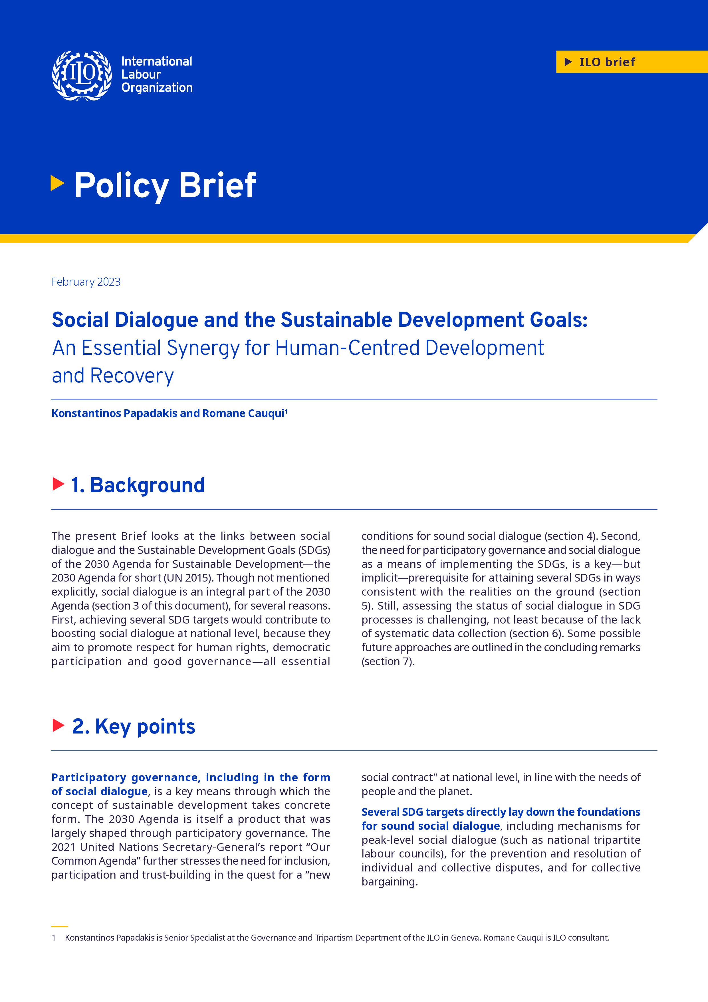 Social Dialogue and the Sustainable Development Goals: An Essential ...