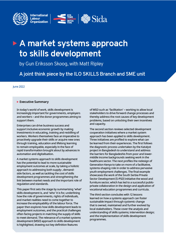 A market systems approach to skills development | International Labour ...